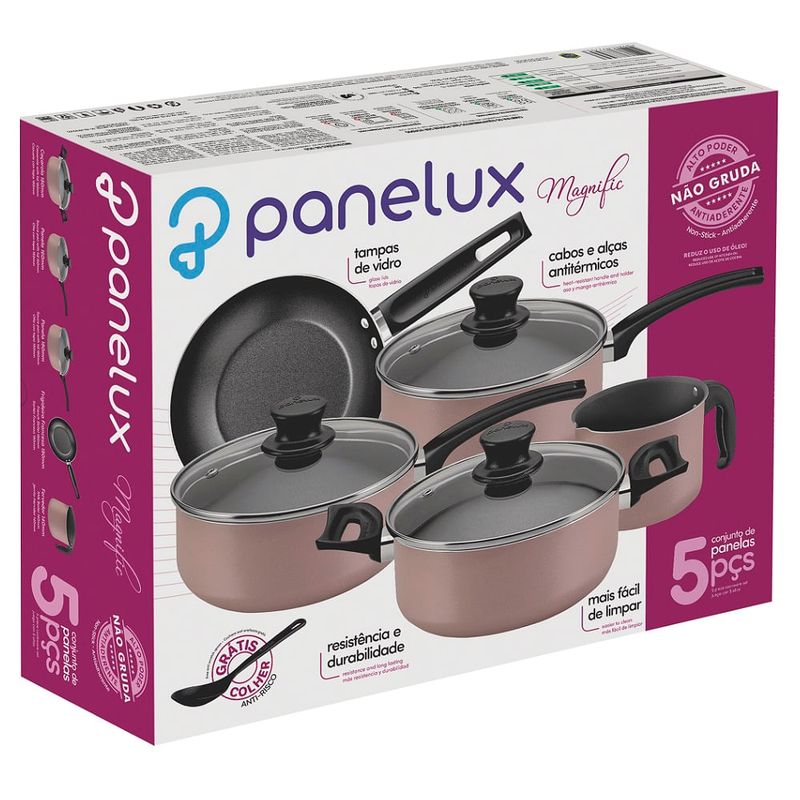 Jogo de Panelas Panelux 5 Peças Magnific Revestimento Interno e Externo ...